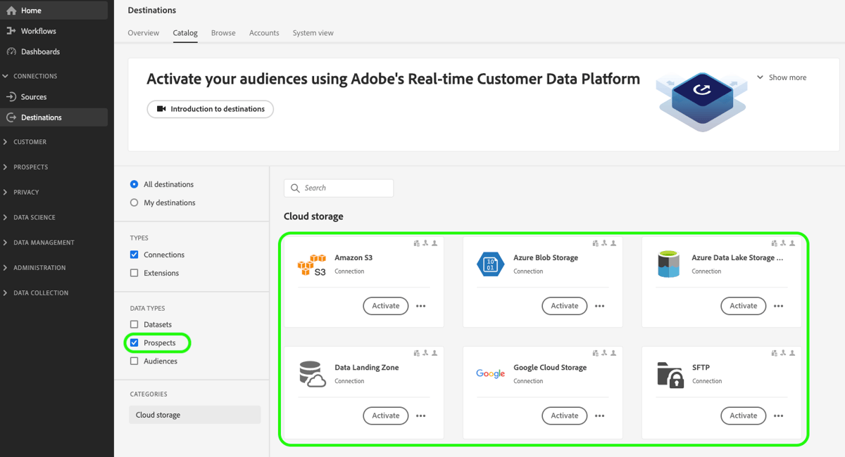 Activate prospect audiences to destinations | Adobe Experience Platform
