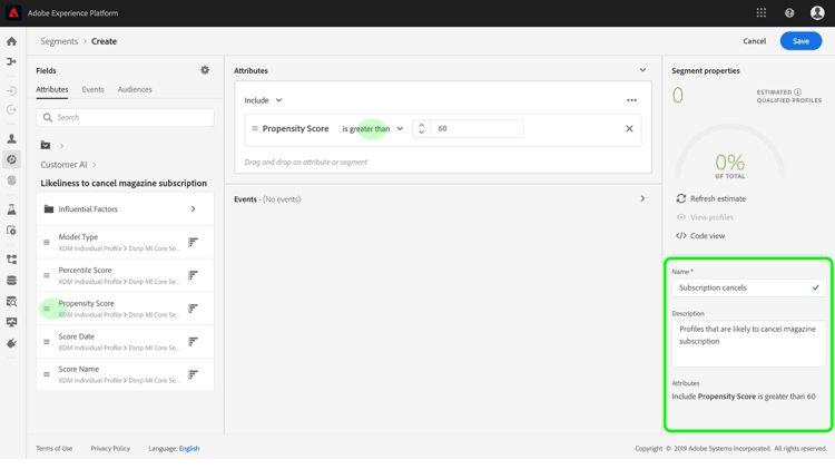 Create Customer Segments With Predicted Scores Adobe Experience Platform