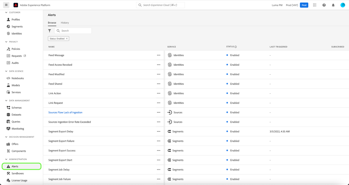 Alerts UI Guide | Adobe Experience Platform