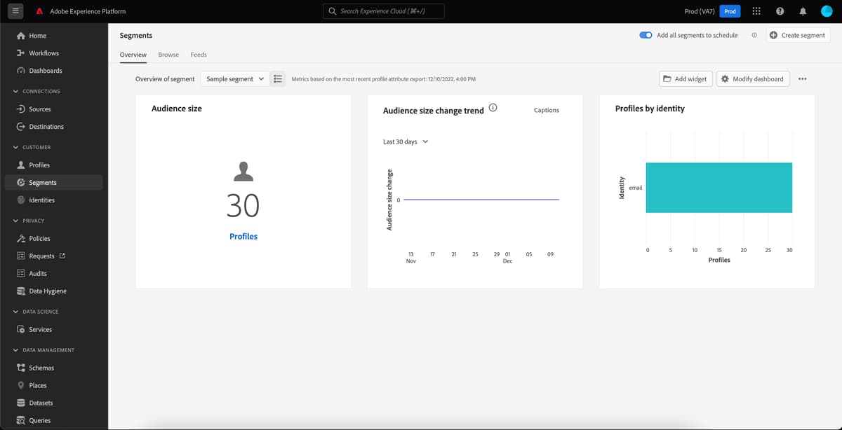 Profile Dashboard | Adobe Experience Platform