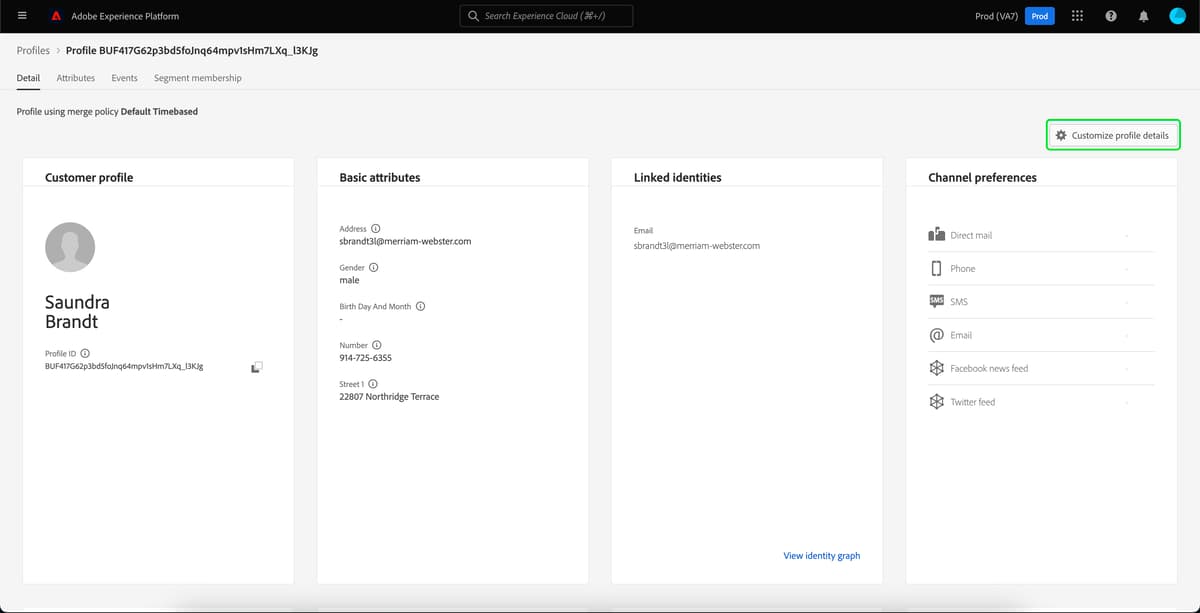 Profile Detail Customization In The Ui Adobe Experience Platform