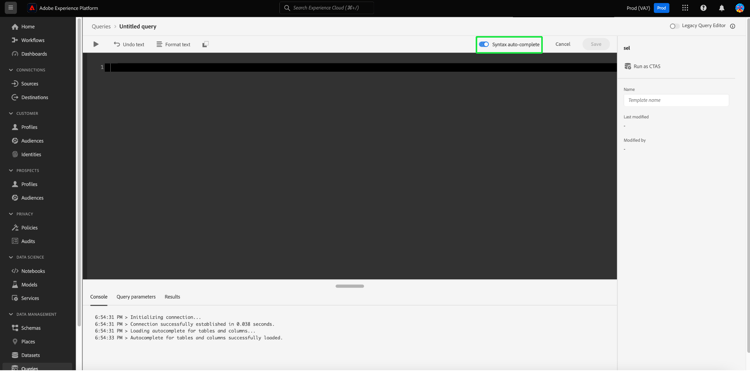 Query Editor UI Guide | Adobe Experience Platform