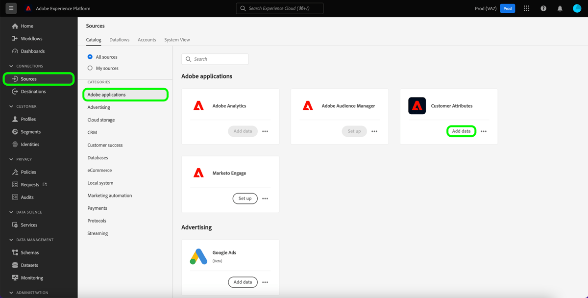 Create A Customer Attributes Source Connection In The Ui Adobe