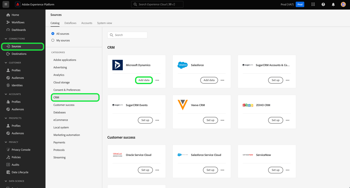 Create a Microsoft Dynamics Source Connection in the UI | Adobe Experience Platform