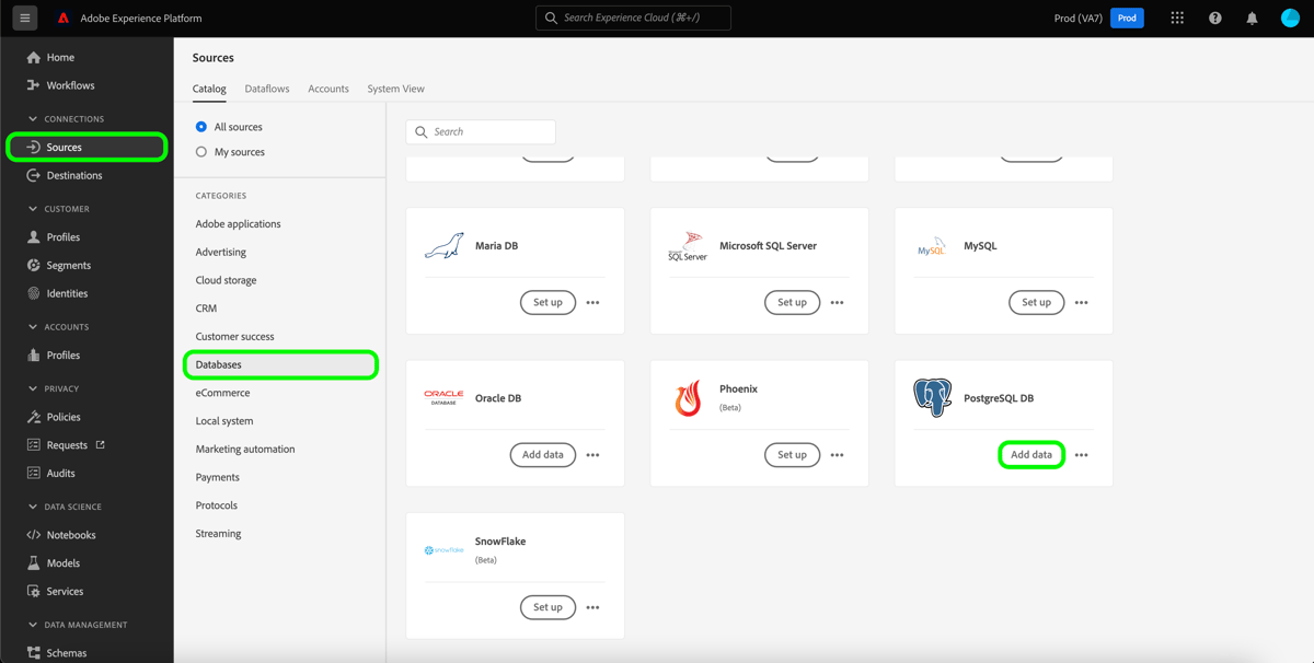 Create a PostgreSQL Source Connection in the UI | Adobe Experience Platform