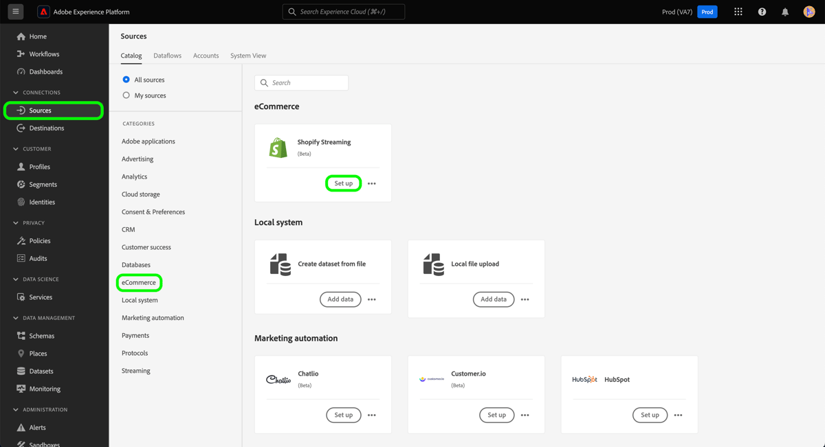 Create A Shopify Streaming Connection And Dataflow In The Ui Adobe