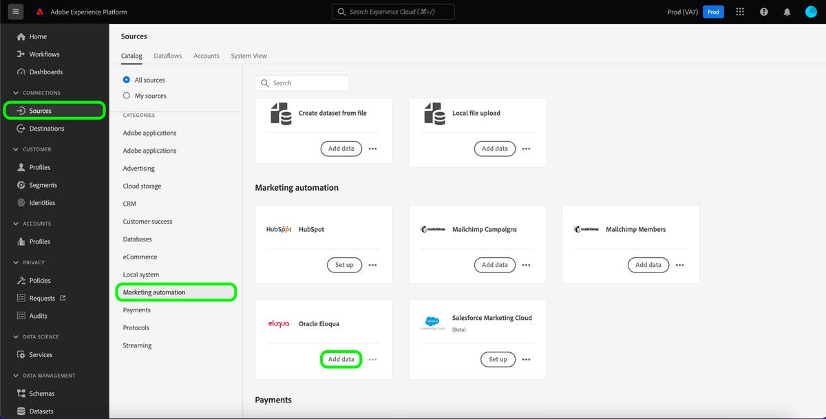 Create an Oracle Eloqua source connection using Platform UI | Adobe Experience Platform