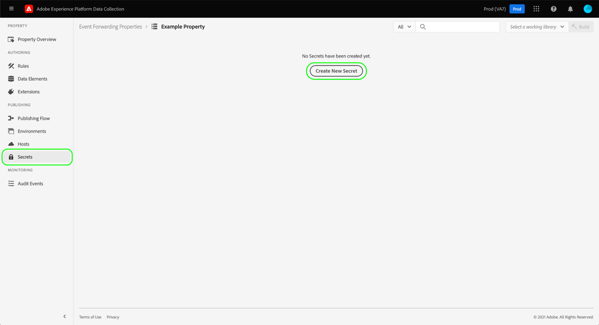 Configuring Secrets in Event Forwarding | Adobe Data Collection