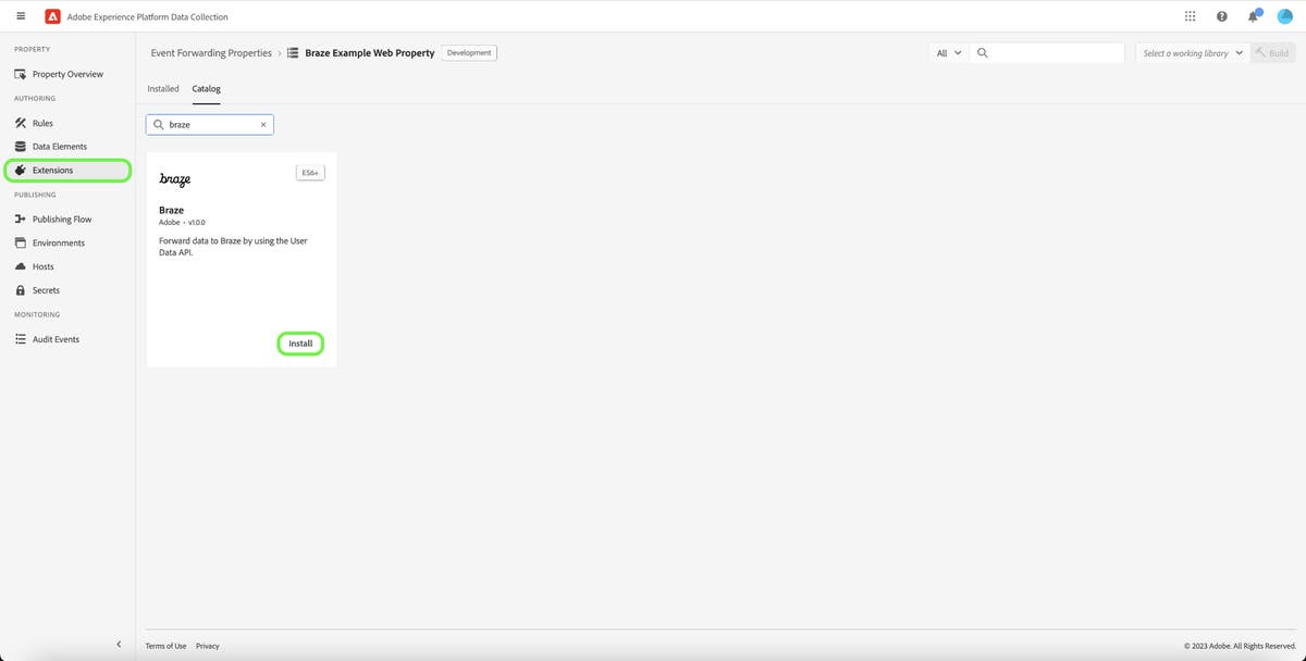 Braze Event Forwarding Extension | Adobe Data Collection