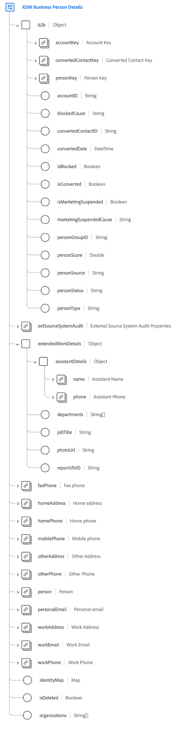XDM Business Person Details Schema Field Group | Adobe Experience Platform