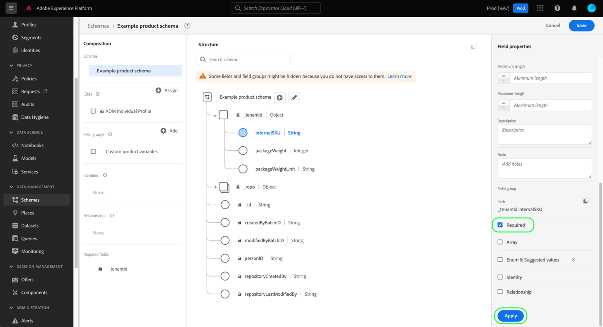 Define Required Fields In The Ui Adobe Experience Platform