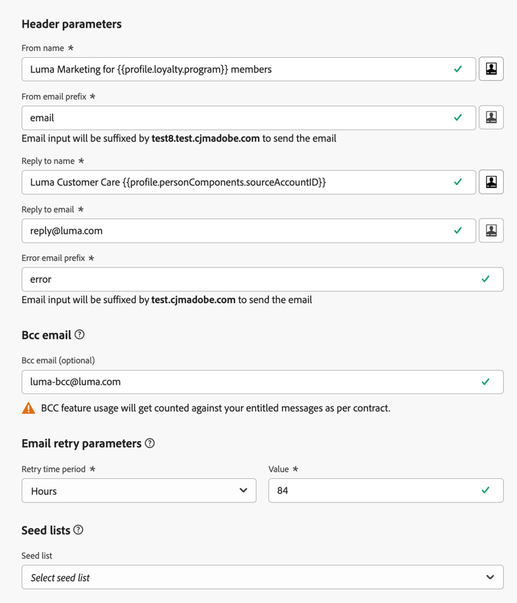 Configure email settings | Adobe Journey Optimizer