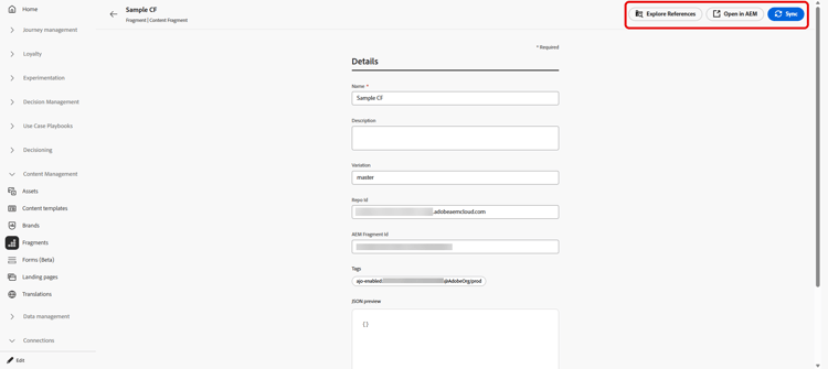 AEM Content Fragments | Adobe Journey Optimizer