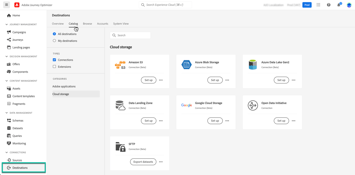 Export datasets to cloud storage locations | Adobe Journey Optimizer