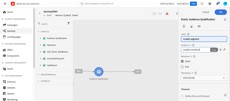 Audience Qualification events | Adobe Journey Optimizer