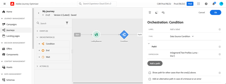 Condition activity | Adobe Journey Optimizer
