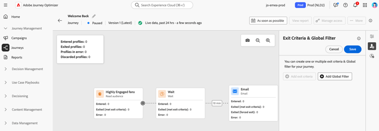 Pause a journey | Adobe Journey Optimizer