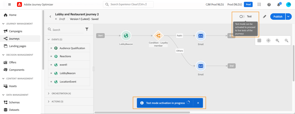 Test your journey | Adobe Journey Optimizer