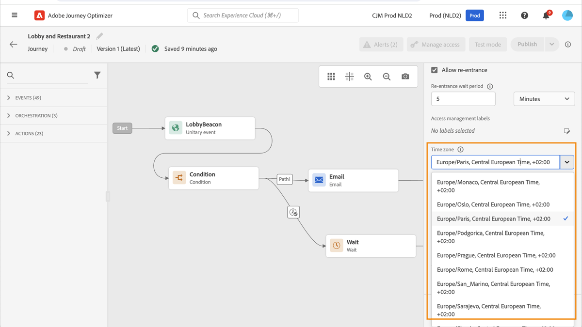 Time zone management | Adobe Journey Optimizer