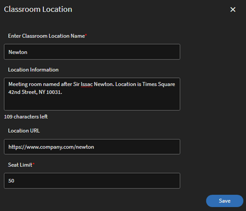 Add classroom locations | Adobe Learning Manager