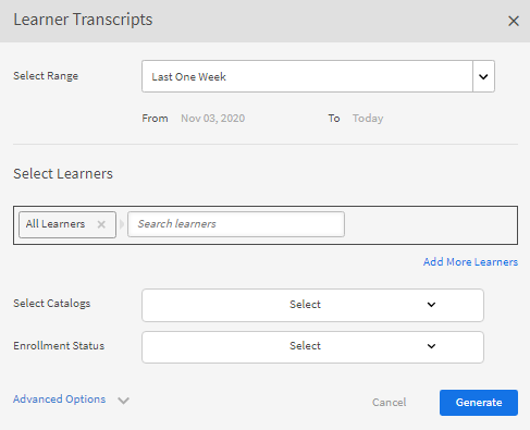 Learner transcripts | Adobe Learning Manager
