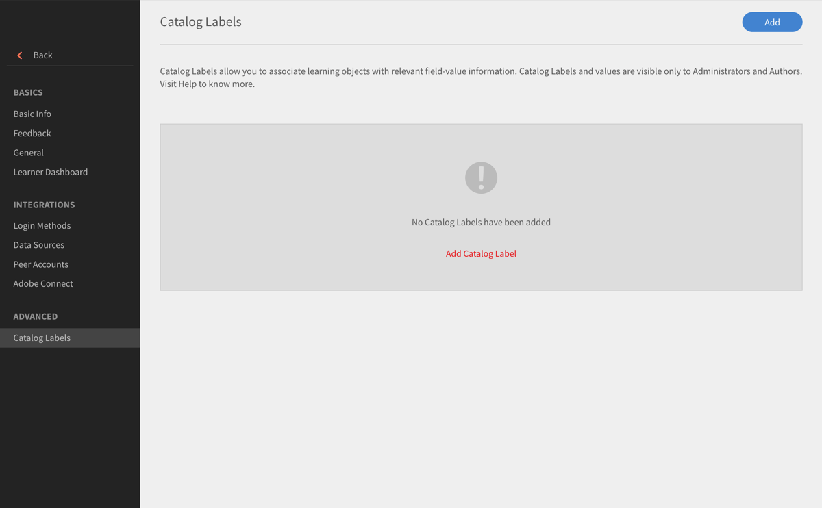 Catalog labels | Adobe Learning Manager
