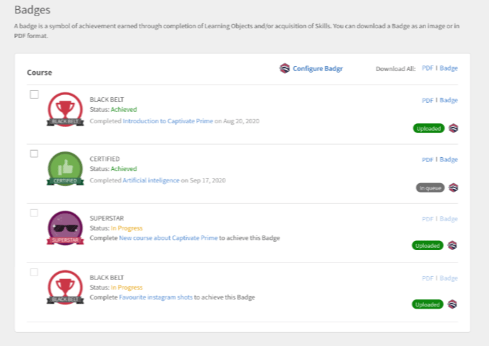 Badges | Adobe Learning Manager