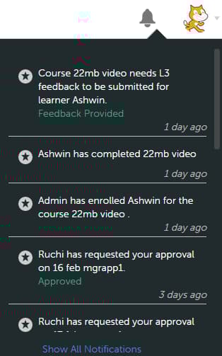 User notifications | Adobe Learning Manager
