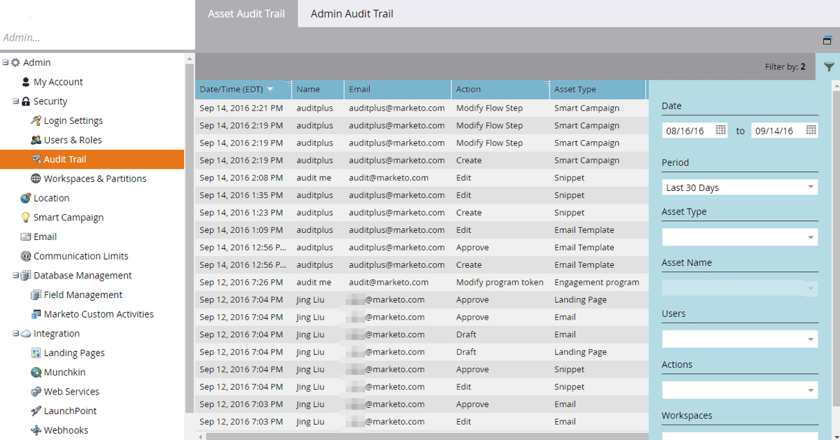 Audit Trail Overview | Adobe Marketo Engage