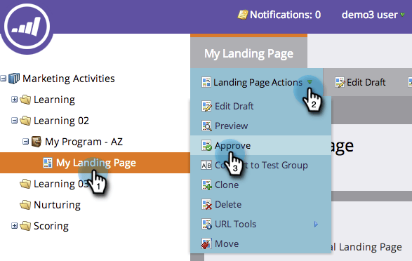 Approve, Unapprove, or Delete a Landing Page | Adobe Marketo Engage