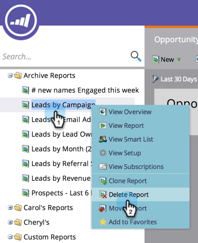 Delete a Report | Adobe Marketo Engage