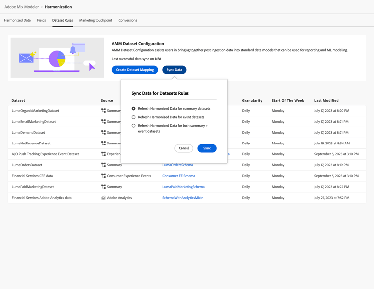 Dataset rules | Adobe Mix Modeler