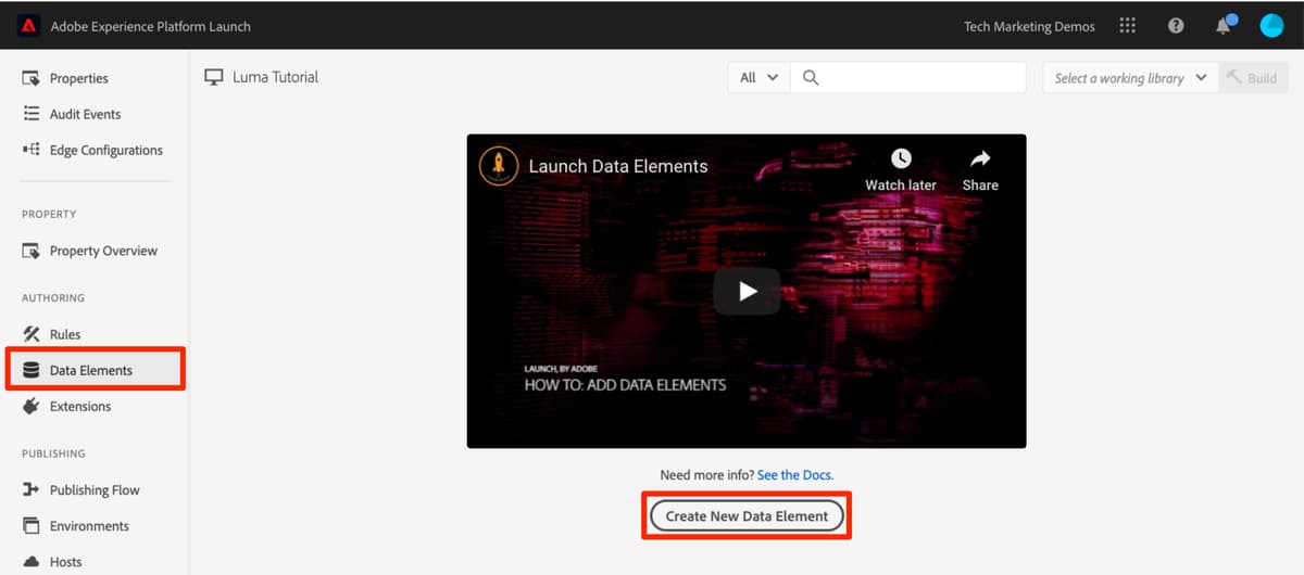 Add a data element, a rule and a library | Adobe Data Collection