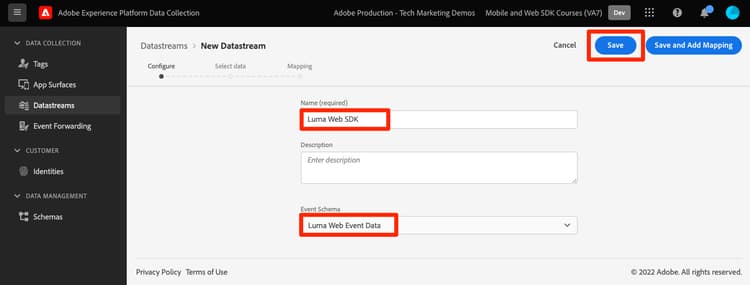 Configure a datastream | Adobe Data Collection