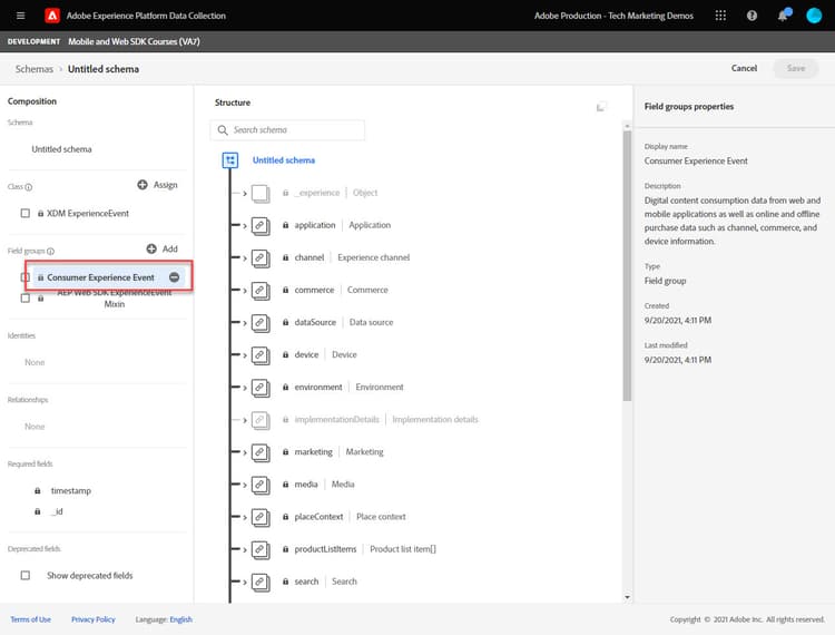Create an XDM schema for web data | Adobe Data Collection