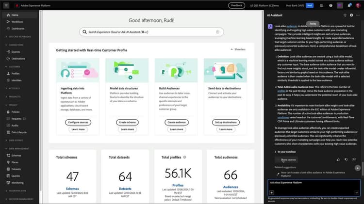 Learn Experience Platform applications with AI Assistant | Adobe Experience Platform