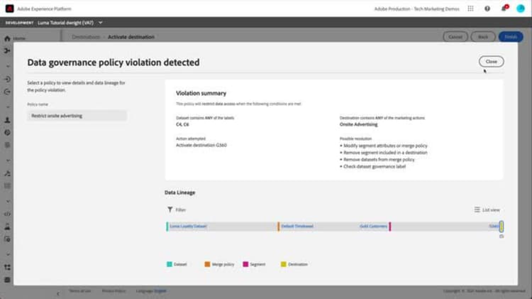 Enforce data usage policies | Adobe Experience Platform