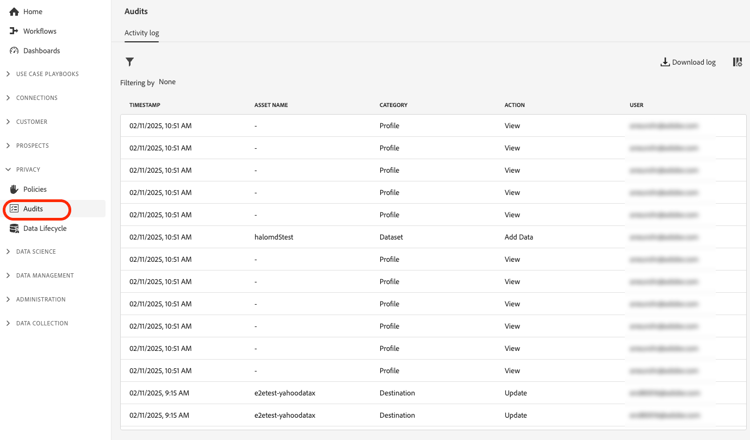 Audit Logs | Adobe Real-Time Customer Data Platform