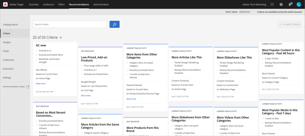 How Do I Use Criteria in Target Recommendations? | Adobe Target