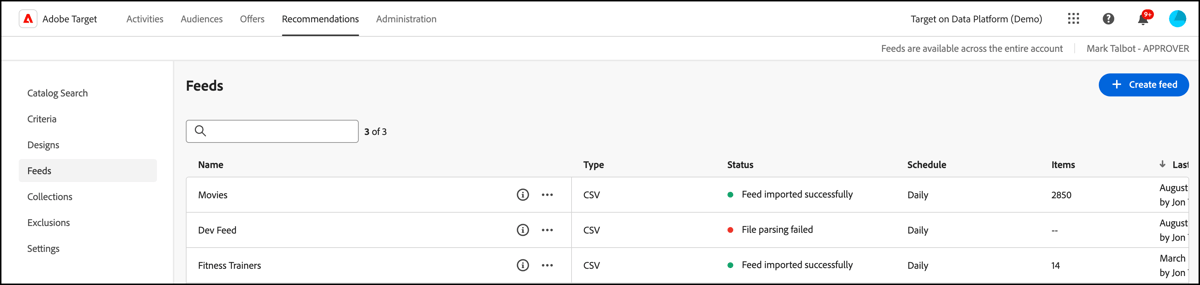 How Do I Use Feeds in Target Recommendations? | Adobe Target