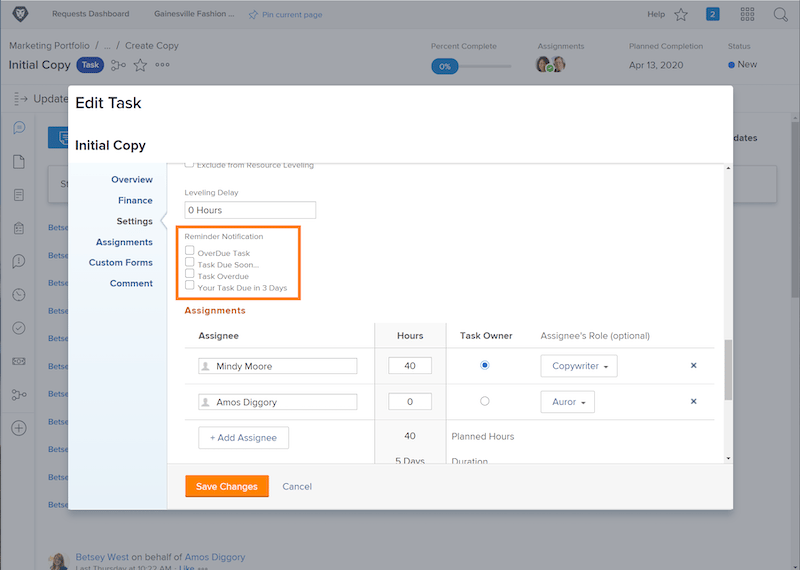 Attach Reminder Notifications to Work Items | Adobe Workfront