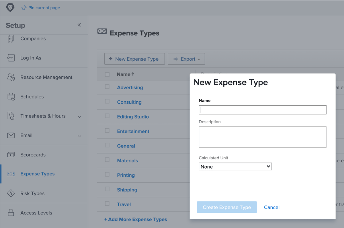 Set up expense types | Adobe Workfront