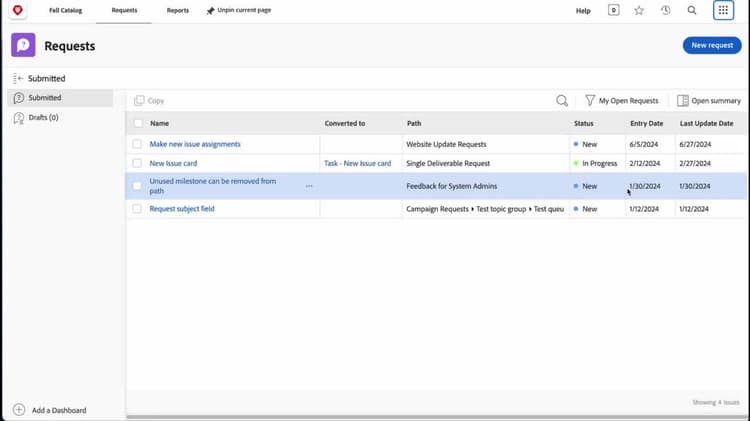 Make a request | Adobe Workfront