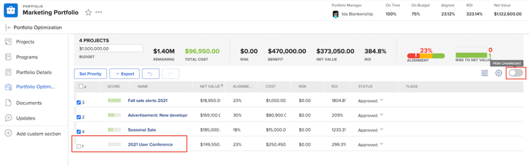 Use the Portfolio Optimizer to prioritize and manage work | Adobe Workfront