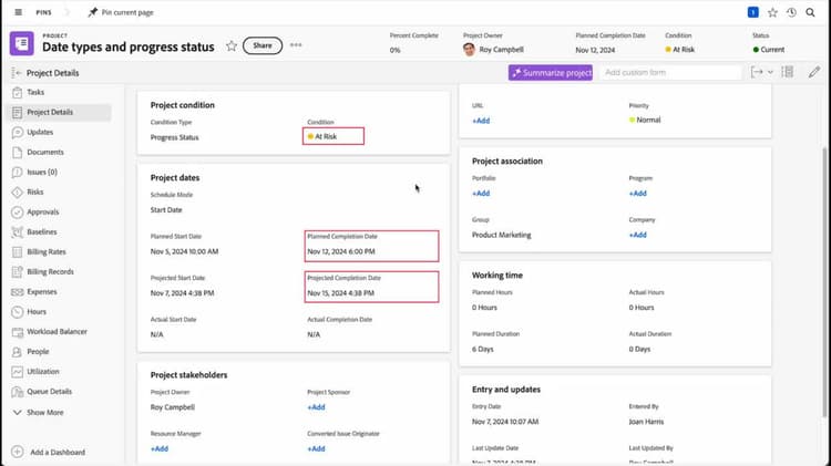 Understand date types and progress status | Adobe Workfront