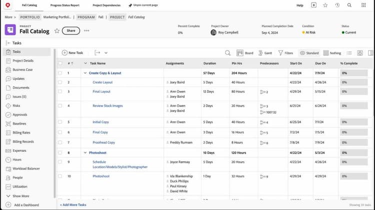 Get started managing a project | Adobe Workfront