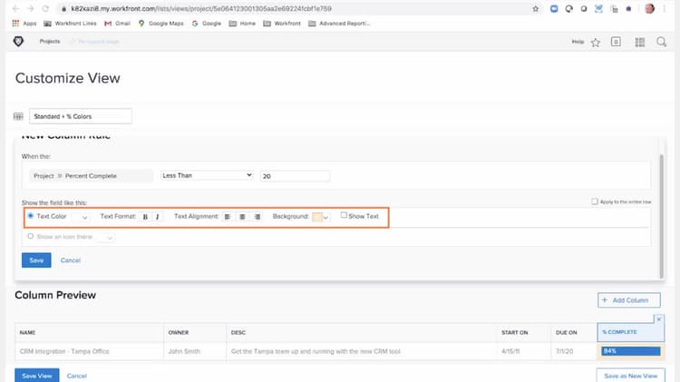 Add basic conditional formatting to a view | Adobe Workfront