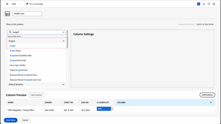 Create a basic view | Adobe Workfront