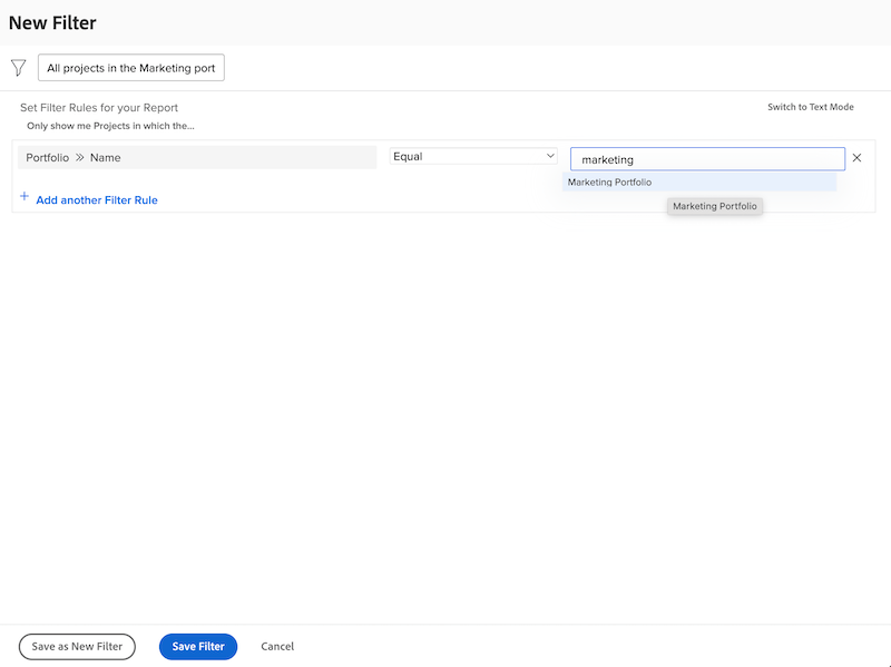 Create basic filter activities | Adobe Workfront