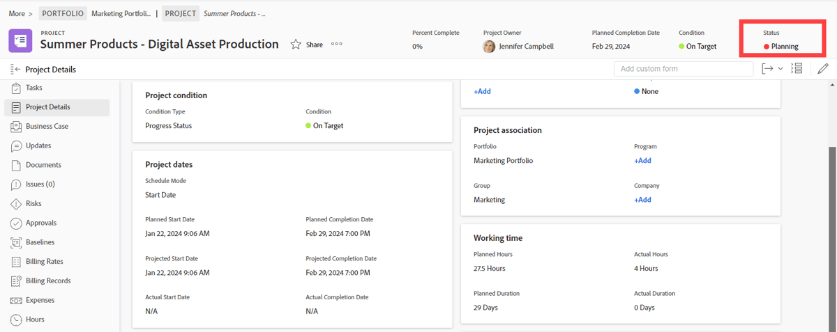 Statuses overview | Adobe Workfront